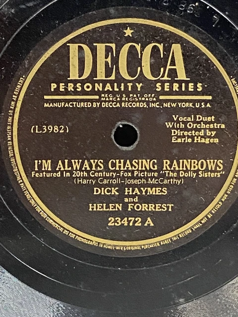 Dick Haymes Helen Forrest Im Always Chasing Rainbows Tomorrow Is Forever 78 V Eur 1436