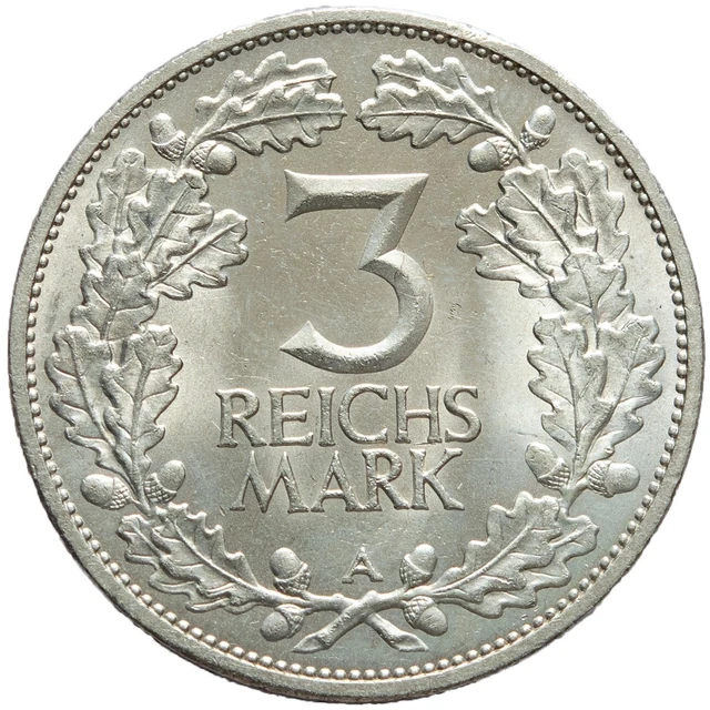 WEIMARER REPUBLIK - 3 Reichsmark 1925 A "Rheinland", Silber, fstgl [w ...