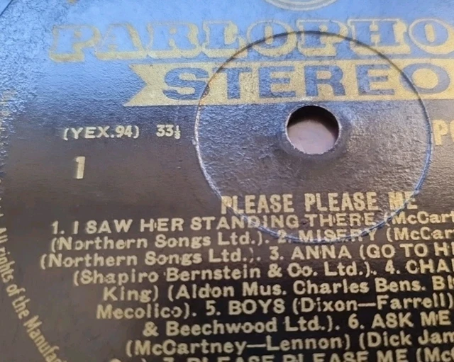 THE BEATLES PLEASE Please Me Black & Gold Stereo NORTHERN SONGS Credits ...