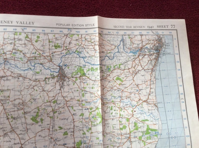 WW2 OFFICIAL BRITISH Army Map 1940 Lowestoft & Waveney 2nd War Revision ...