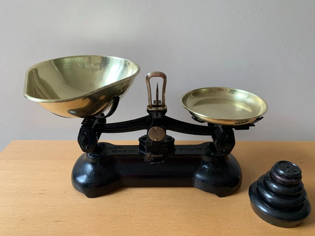 VTG. LIBRASCO, KITCHEN Balance Scale Black, Cast Iron & Brass Body ...