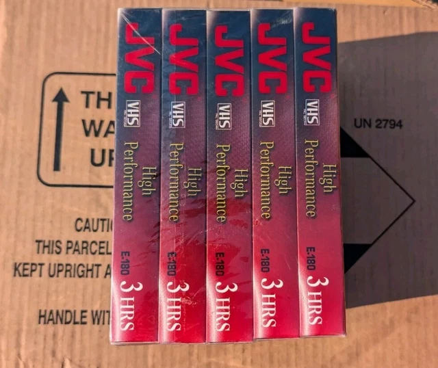 JVC E180 BLANK VHS High Performance Video Tapes - New Sealed Pack of 5 ...