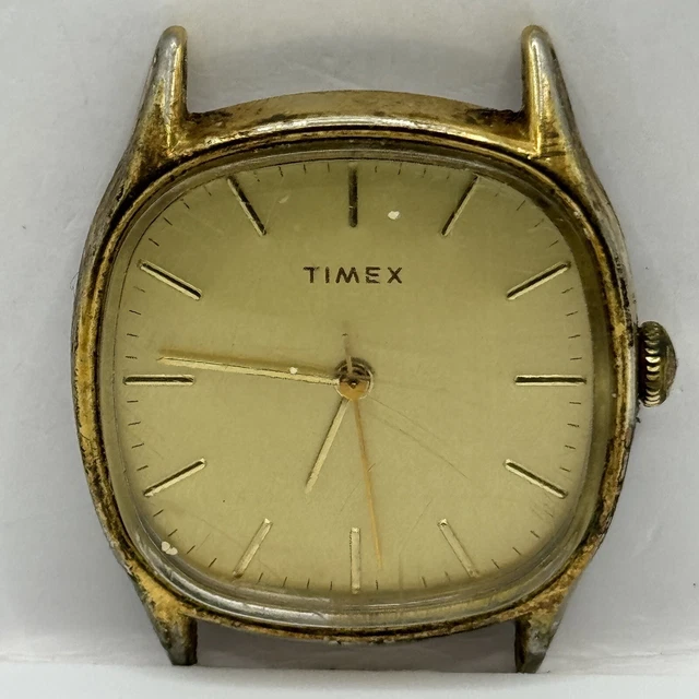 TIMEX TAIWAN GOLD Tone Watch Face & Hands & Dial Untested For Parts ...