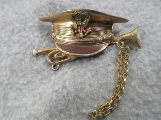 WW2 US ARMY Officers Hat & Bugle Pin Brass £33.27 - PicClick UK