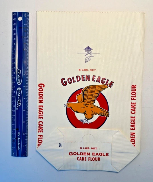 VINTAGE PAPER FLOUR Bag Sack GOLDEN EAGLE Cake And Pastry Flour Bag 5 ...