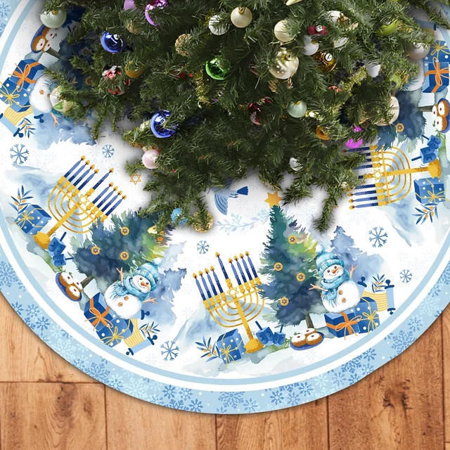 48& CHRISMUKKAH TREE Skirt – Hanukkah & Christmas Holiday Tree Mat ...
