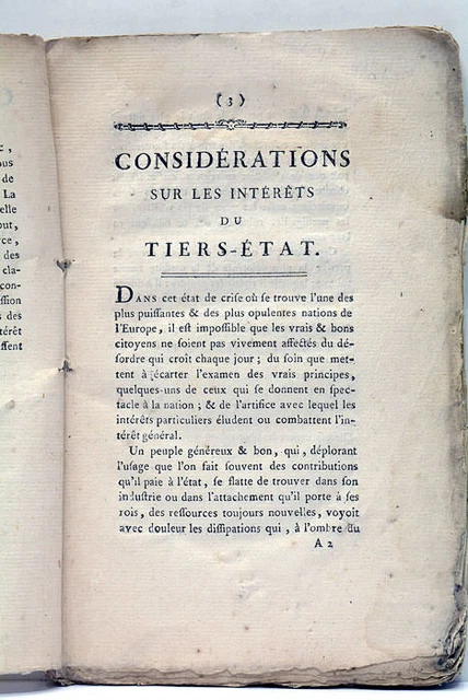 LIVRE ANCIEN RABAUT Intérêts Tiers-État Liberté Commerce Privilèges ...