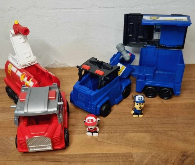 PAW PATROL TRANSFORMING Rescue Vehicles & Chase & Marshall - VGC - £16. ...