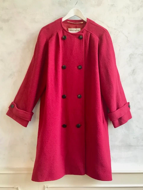 VINTAGE WINDSMOOR RED Wool Double Breasted 1960's 'Jackie O' Coat L 16 ...