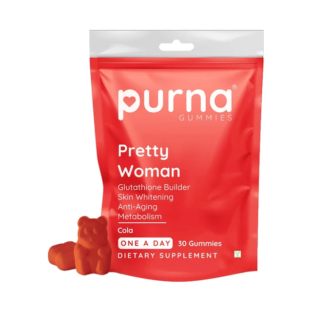 PURNA GUMMIES GLUTATHIONE Cola Flavour Gummies for Skin Brightening, 30 ...