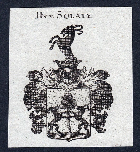 1820 SOLATY ARMOIRIES Adel Coat De Arms Héraldique Gravure sur Cuivre ...