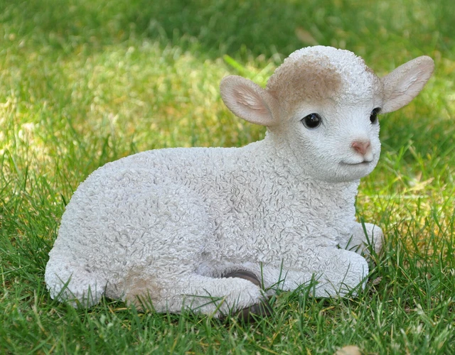GARTENFIGUR DEKOFIGUR SKULPTUR Tier Lamm Schaf Bauernhof wetterfest ...