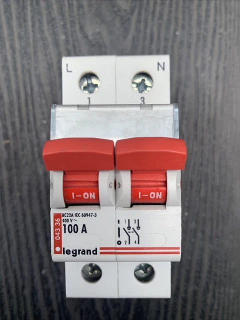 LEGRAND MAIN SWITCH Disconnector 100 Amp Double Pole Isolator Tenby ...