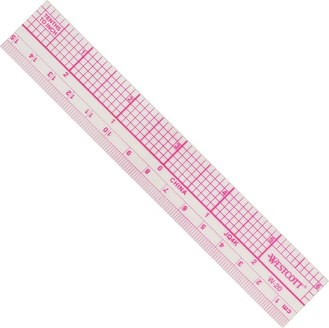 WESTCOTT 6& 10THS Transparent Graph Ruler, Inches/Metric, Translucent ...