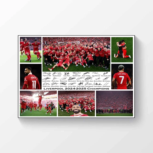 LIVERPOOL 2024-2025 PREMIER League Champions Signed Poster A4 Team ...