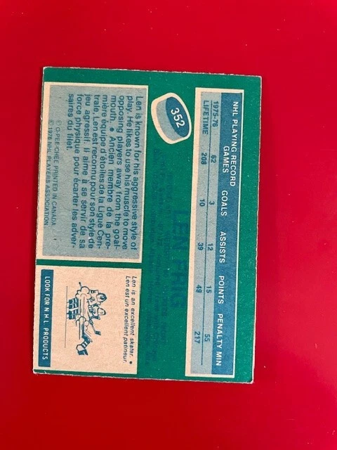 1976-77 O-PEE-CHEE HOCKEY set break #352 Len Frig - Cleveland Barons ...
