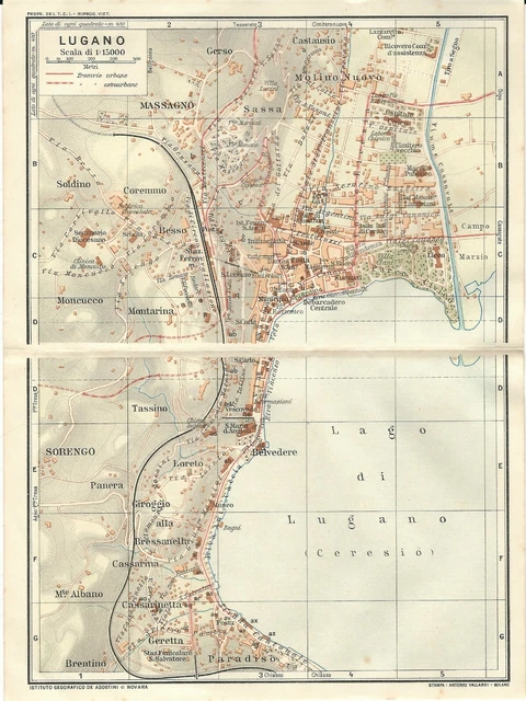 LUGANO MAPPA TOURING Club 1914 Carta geografica EUR 14,00 - PicClick IT