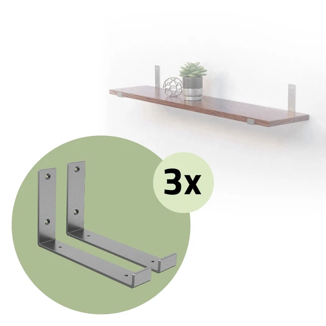 6 STAFFE PER mensole scaffali staffe ripiano in metallo grigio 250 x ...