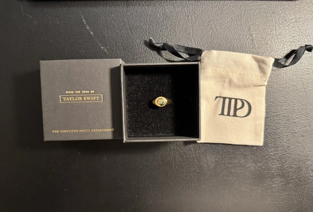 TAYLOR SWIFT THE Tortured Poets Department Size 8 Gold Plated Ring TTPD ...