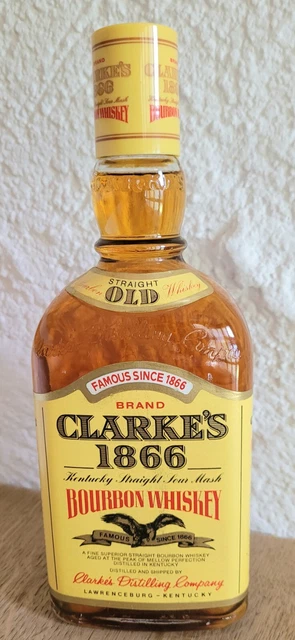 ALTER BOURBON CLARKE´S 1866 Whiskey ungeöffnet von 1971 Whisky Straight ...