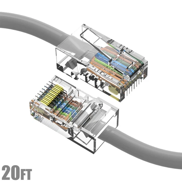 20FT CAT5E UTP CMR Riser Non Boot Network Modem Router Internet Patch ...