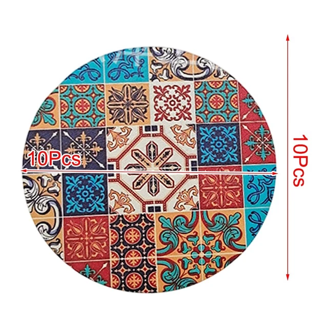 LOT DE 5 napperons isolants à motifs ronds aléatoires 10x10 CM pour ...