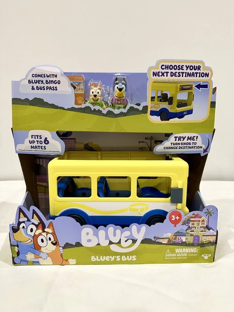 BLUEY BLUEYS SCHOOL Bus w/2 Figures & Bus Pass Holds Up To 6 Figures ...