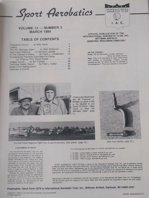 SPORT AEROBATICS MARCH 1984 Vol 13 No 3 £11.51 - PicClick UK