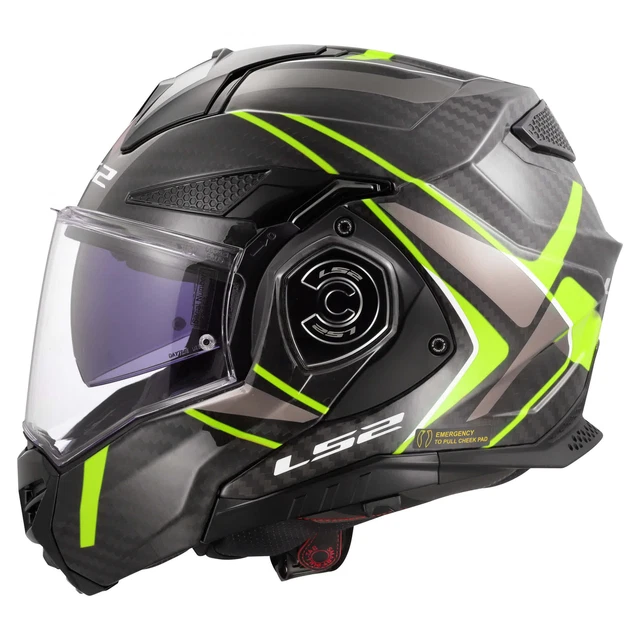 HELMET MODULAR REVERSIBLE LS2 FF901 ADVANT-X CARBON Future II Yellow Hi ...