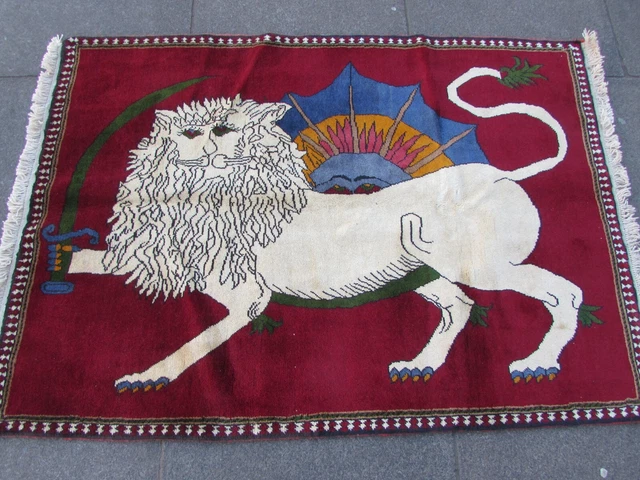 VINTAGE TRADITIONNEL MAIN Fabriqué Oriental Gabbe Laine Red Tapis ...