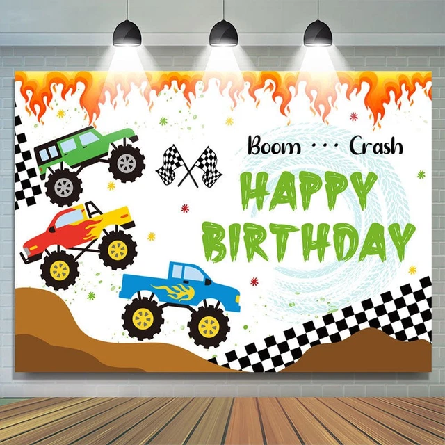 CARS CRASH SPARK Tyre Boy Happy Birthday Backdrop $32.81 - PicClick AU