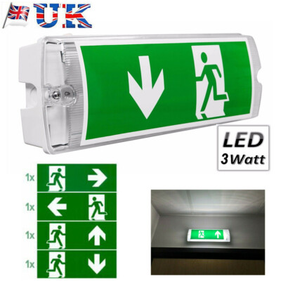 LED EMERGENCY LIGHT Bulkhead Exit Sign Fire Exit Lamp Maintained/Non ...