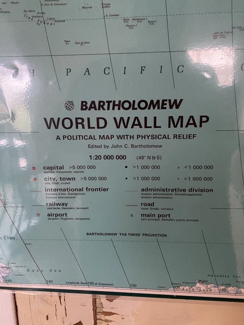 VINTAGE LARGE BARTHOLOMEW World Map Wall Map Laminated £30.00 - PicClick UK