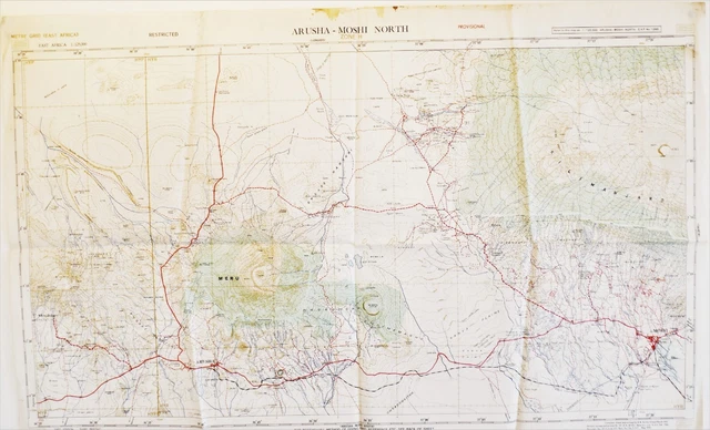 WWII 1944 RESTRICTED service sheet map of Arusha- Moshi north £18.00 ...
