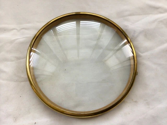 VINTAGE BRASS MANTLE CLOCK BEZEL & 6 Inch CONVEX GLASS IN GOOD ...