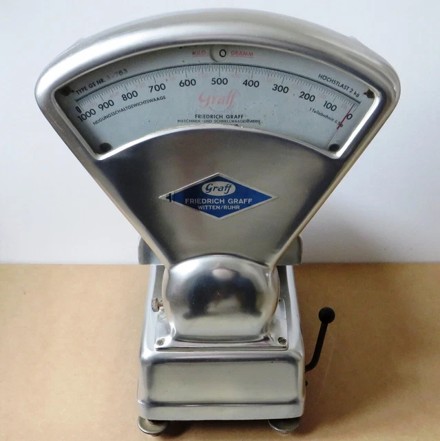 GRAFF ALTE KAUFMANN Waage 1 kg. ~ 2 kg. Witten um 1955 TOP Metzger ...