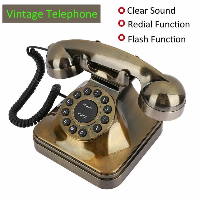 RETRO TELEPHONE VINTAGE Antique Push Button Dial Desktop Phone Home ...