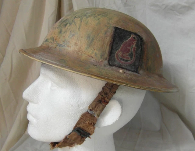 WW2 BRITISH 1941 Desert Rats MkII Steel Helmet, with Cloth Badge and ...