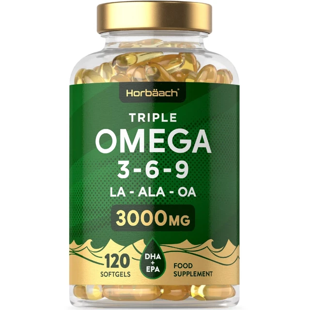 OMEGA 3 6 9 Capsules 3000mg ALA, LA & OA | 120 Count | High Strength ...