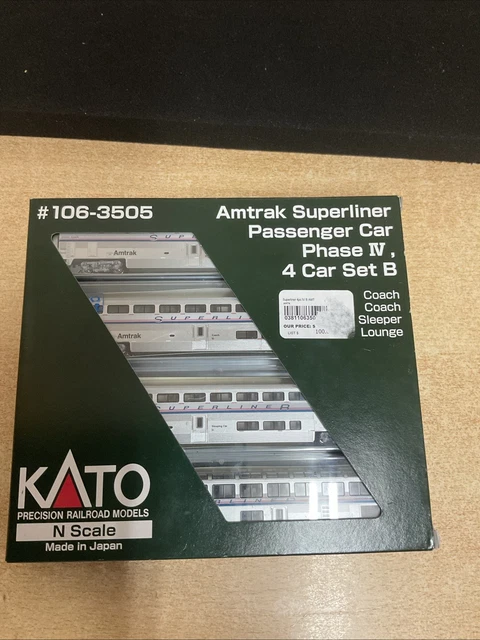 KATO #106-3505 AMTRAK superliner passenger car 4 car set B N Scale £89. ...