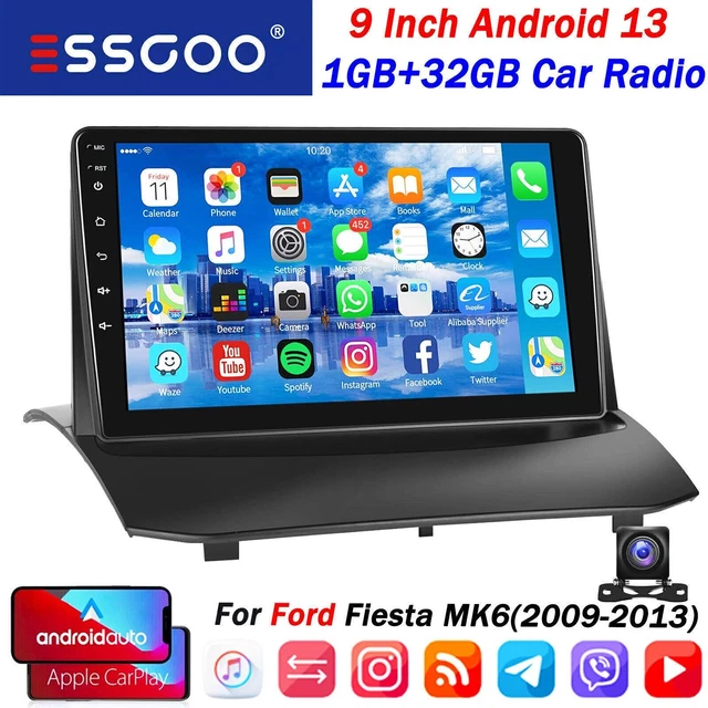 9& CARPLAY ANDROID 13 GPS Head Unit Cam Car Stereo For Ford Fiesta MK6 ...