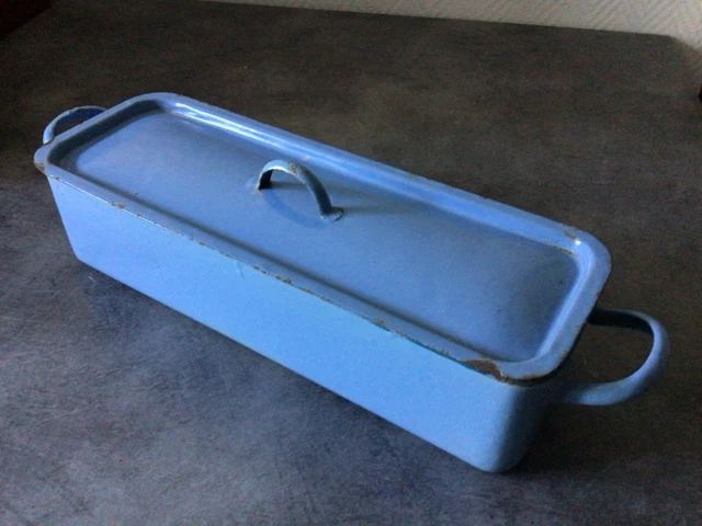 ANCIENNE POISSONNIÈRE EN tôle émaillée vintage années 40 poids 3,5 kgs ...