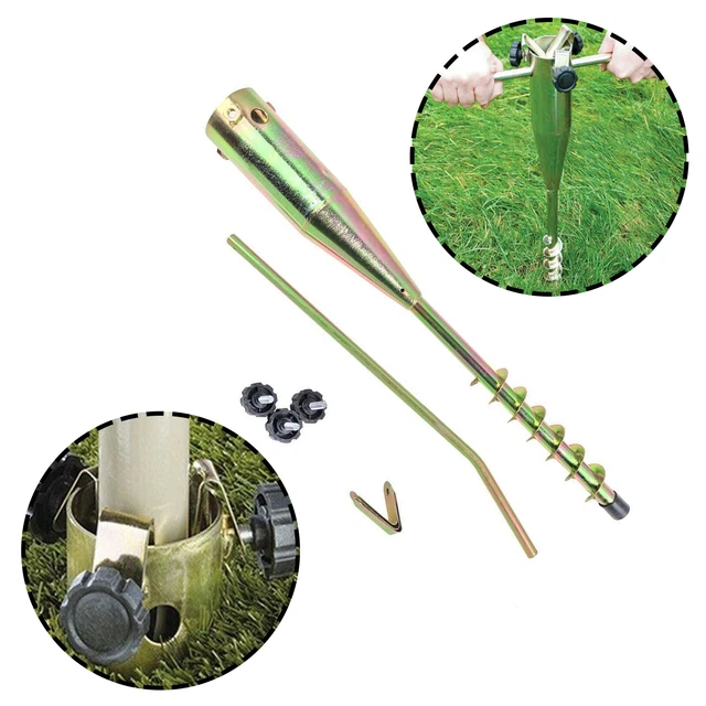 HEAVY DUTY PARASOL Airer Rotary Washing Line Stand Steel Screw In ...