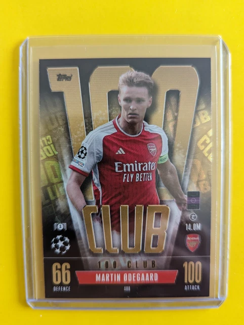 TOPPS MATCH ATTAX 2023/24 Martin Odegaard 100 Club Arsenal Rare Foil ...