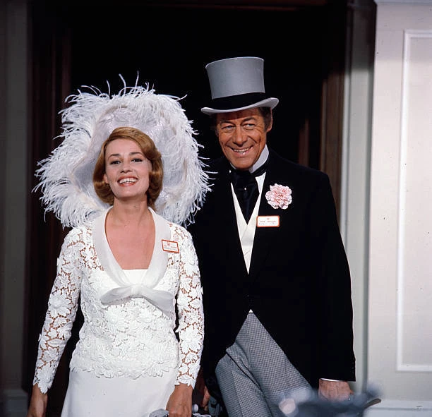 FRENCH ACTRESS JEANNE Moreau And English Actor Rex Harrison T 1960s Old ...