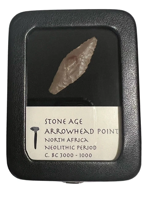 STONE AGE ANCIENT Neolithic Stone Arrowhead In Display Case! $45.00 ...