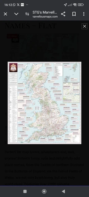 STG'S MARVELLOUS MAP of Rude Great British Place Names Poster Brand New ...