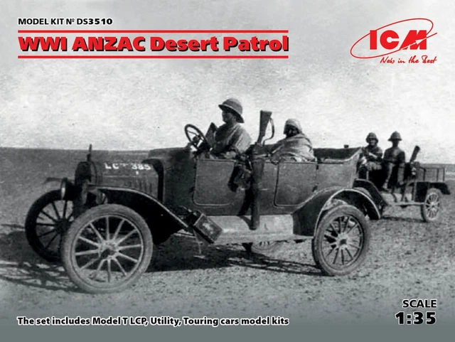 ICM 1:35 DS3510 WWI ANZAC Desert Patrol (Model T LCP, Utility, Touring ...