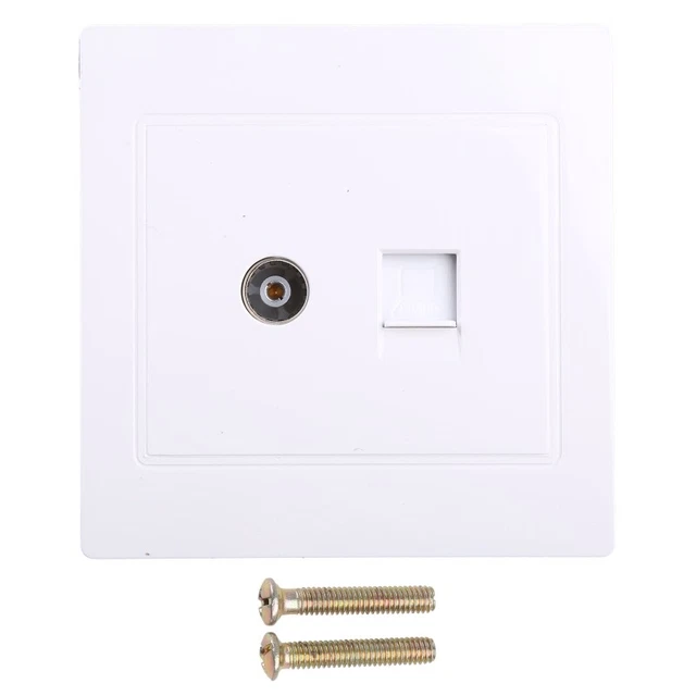 RJ45 ADAPTER+TV ANTENNA Coaxial Wall Mount Output Faceplate Panel ...