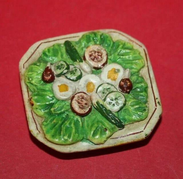 VINTAGE DOLLS HOUSE Kaybot Salad Platter Plaster Food £14.99 - PicClick UK